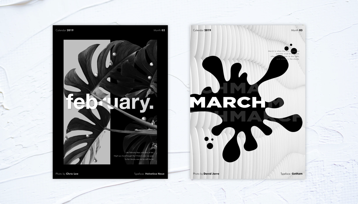 Calendar Grayscale Artwork | Work File 05/05