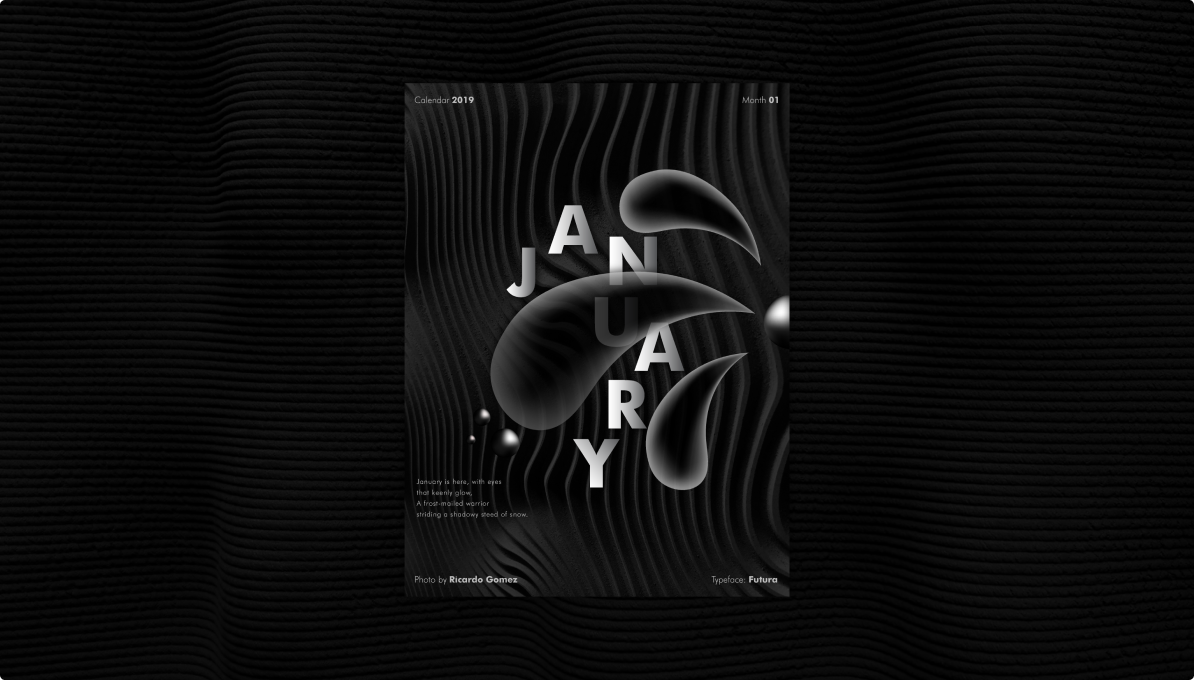 Calendar Grayscale Artwork | Work File 05/05